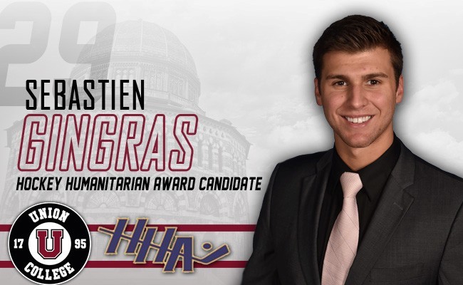 Gingras Nominated for Hockey Humanitarian Award - Union College Athletics