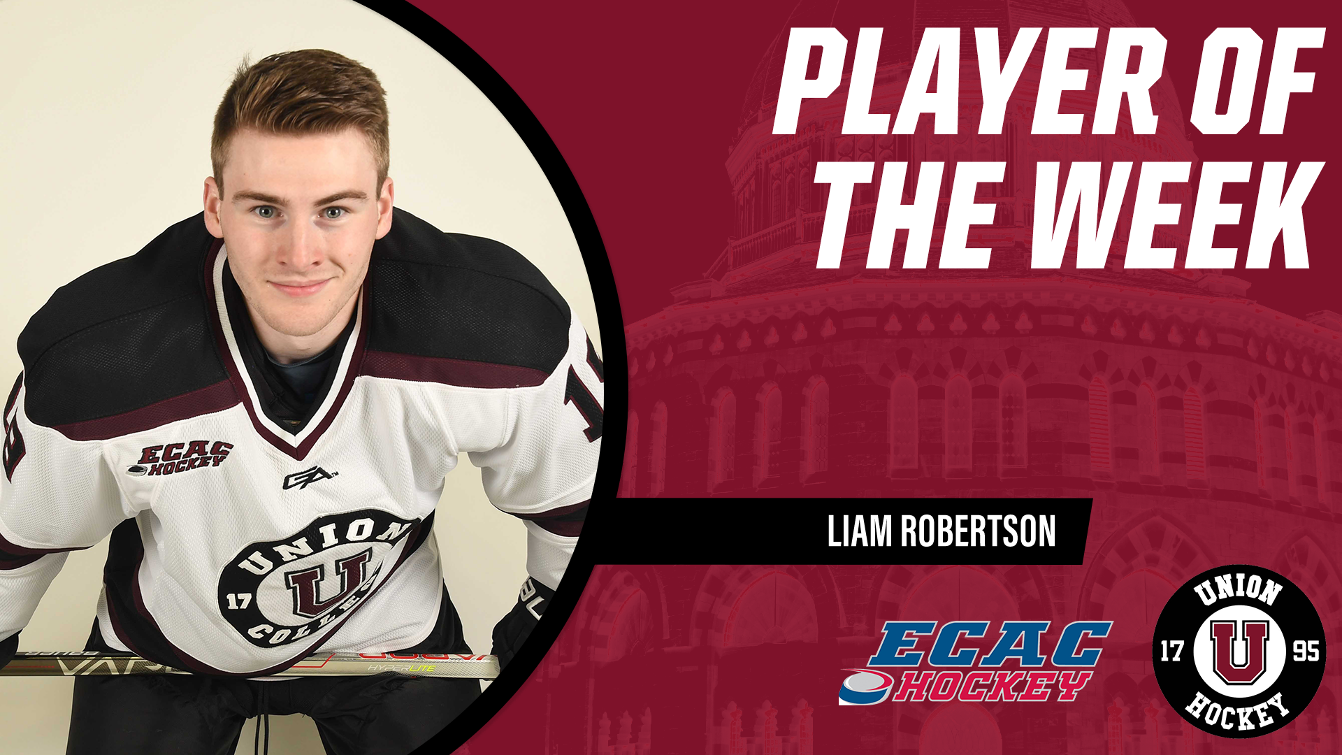 Liam Robertson named ECAC Hockey Player of the Week - Union College ...