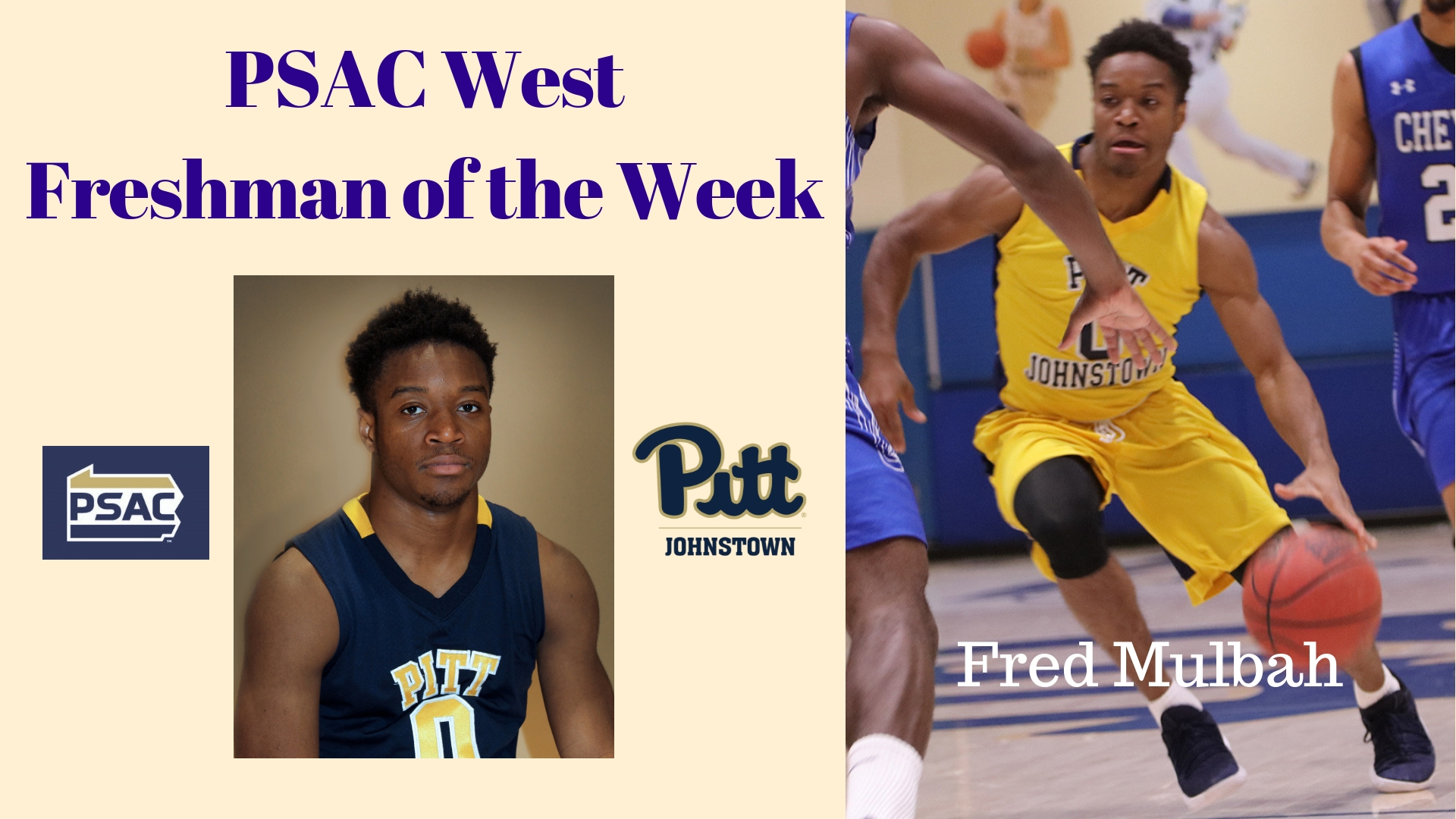Fred Mulbah Selected PSAC West Freshman of the Week - University of Pittsburgh at Johnstown ...
