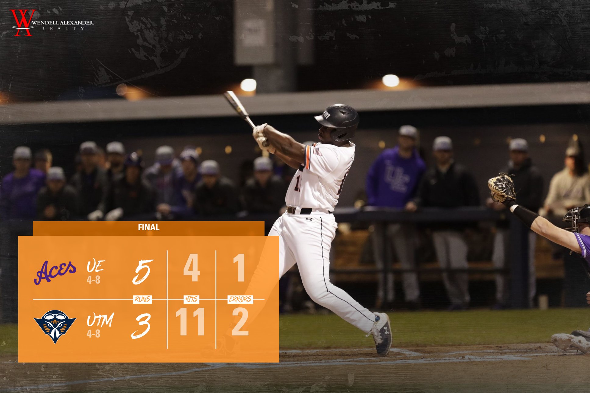 SKYHAWKS FALL IN THE HOME OPENER IN LATE INNING RALLY - UTM Athletics