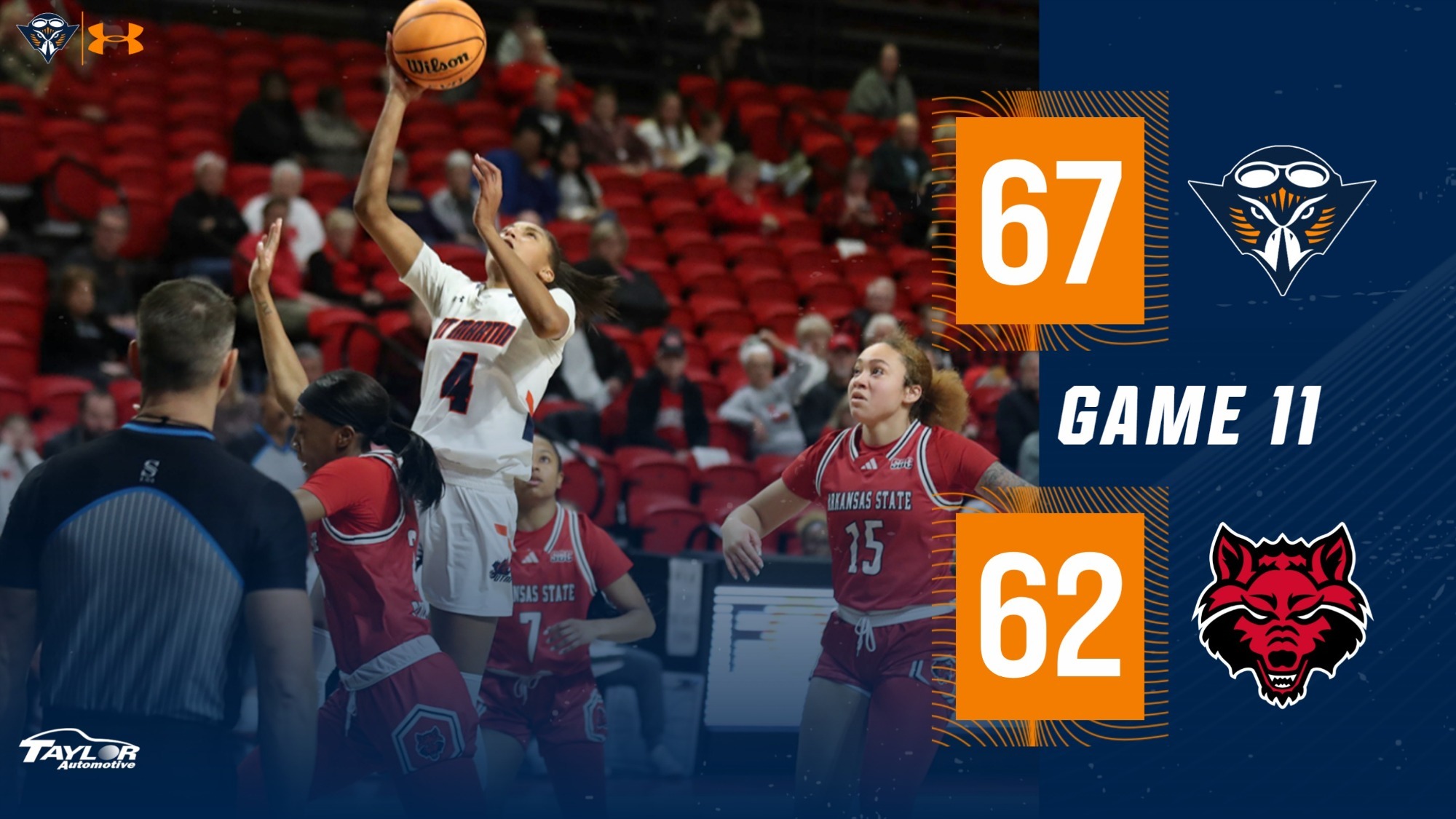 BIG DOUBLE-DOUBLE BY BROWN LIFTS SKYHAWKS TO 67-62 WIN AT ARKANSAS ...
