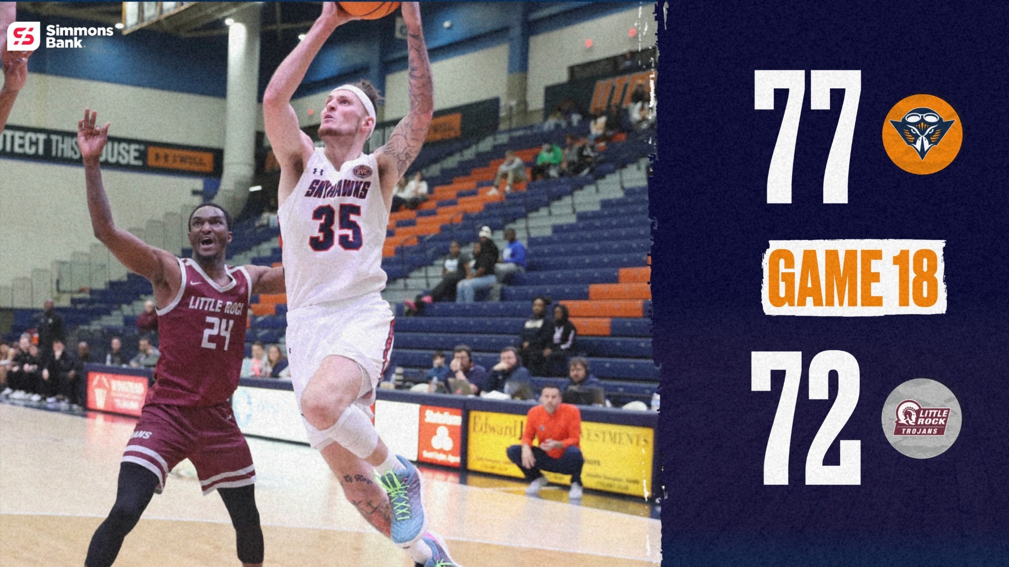 SKYHAWK MEN’S HOOPS GRINDS OUT 77-72 VICTORY OVER LITTLE ROCK AS CREWS ...