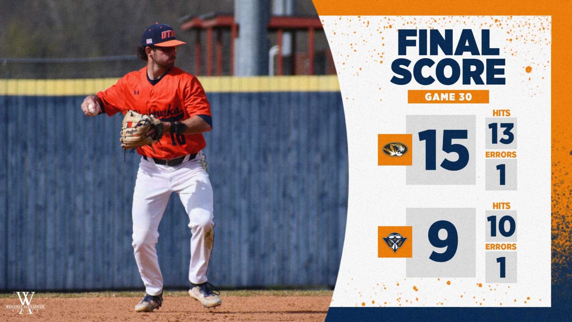 SKYHAWK BASEBALL FIGHTS BUT FALLS IN GAME 2 AT MISSOURI - UTM Athletics