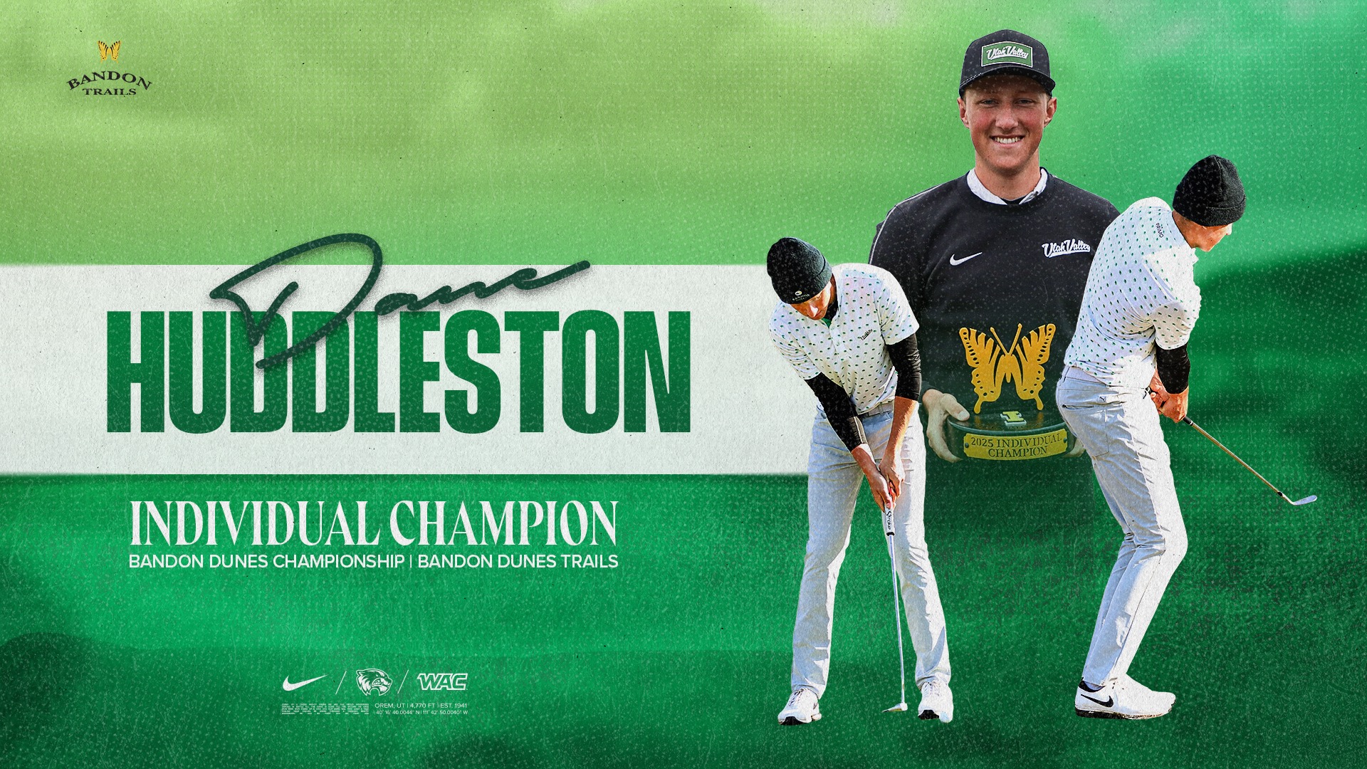 Huddleston Named WAC Golfer of the Week - Utah Valley University Athletics