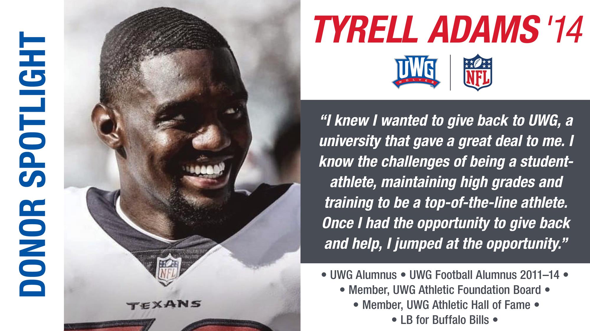 Athletic Donor Spotlight: Tyrell Adams '14 - UWG Wolves | Athletic ...