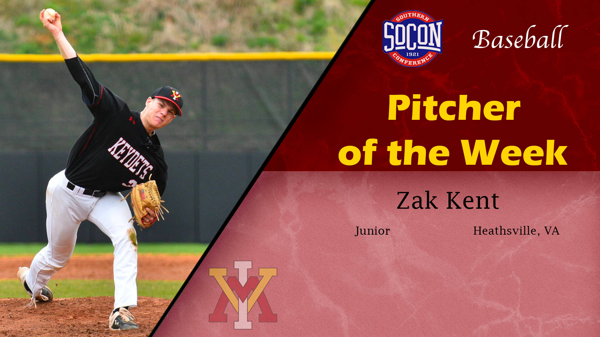 Zak Kent Earns SoCon Pitcher of the Week Honors - Virginia Military ...