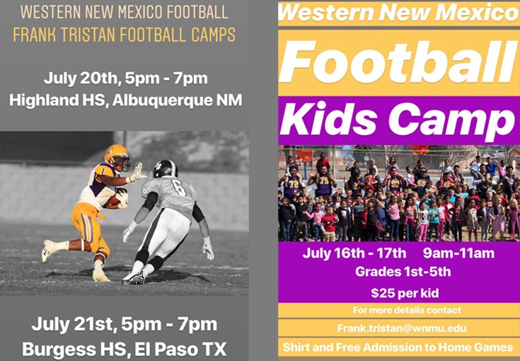 WNMU Football Youth Camps Scheduled - Western New Mexico University ...