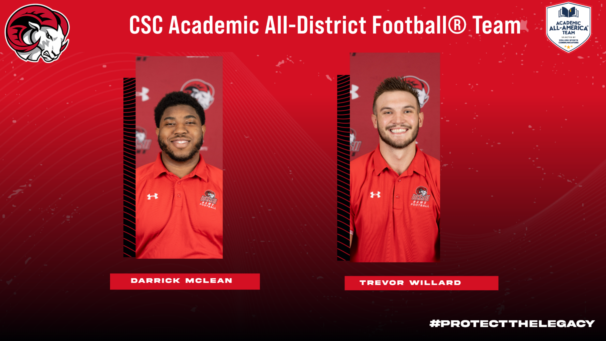 McLean and Willard Named to the CSC Academic All-District Football ...