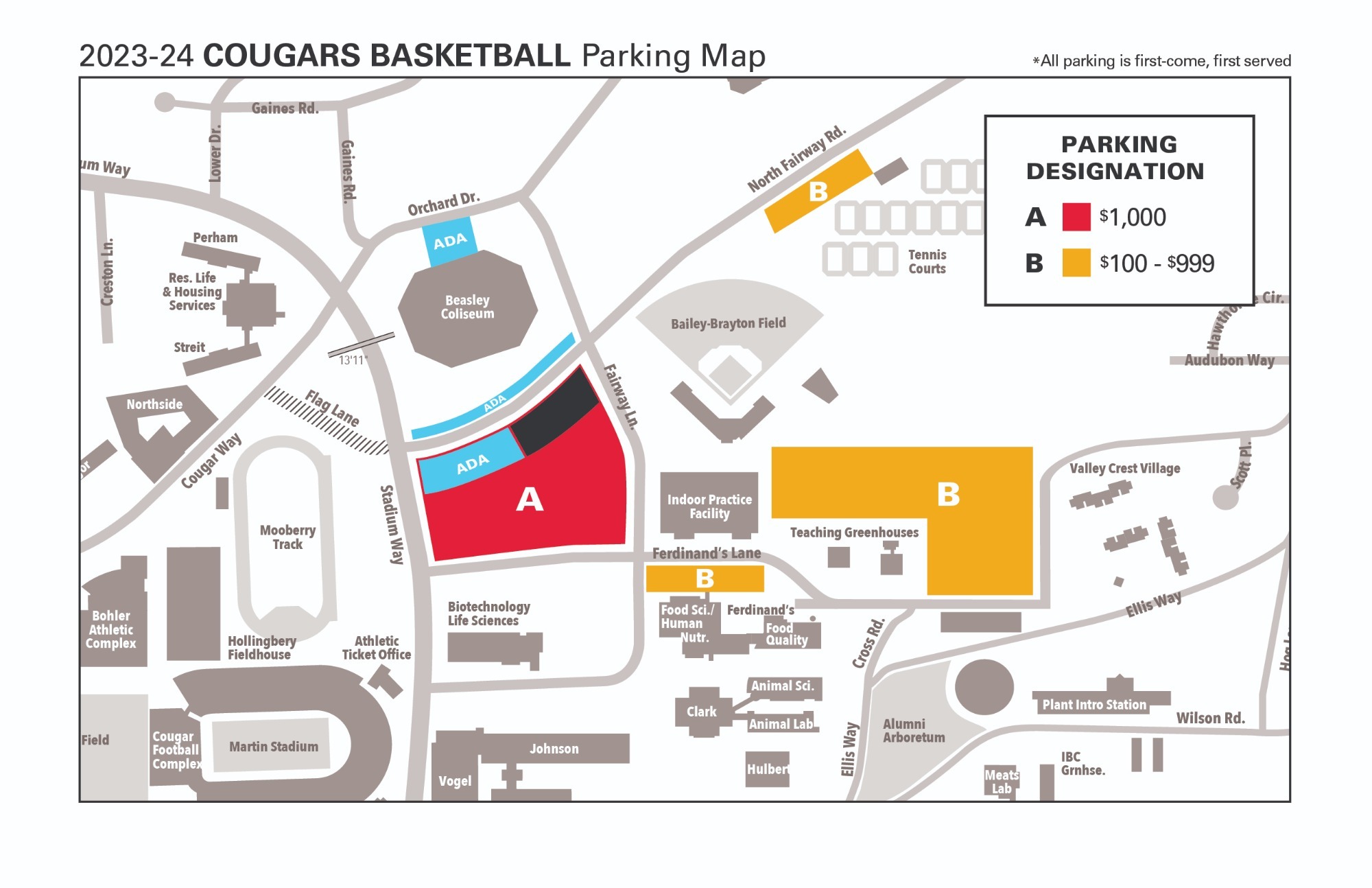 Men's Basketball Gameday Parking - Washington State Cougar Athletic Fund