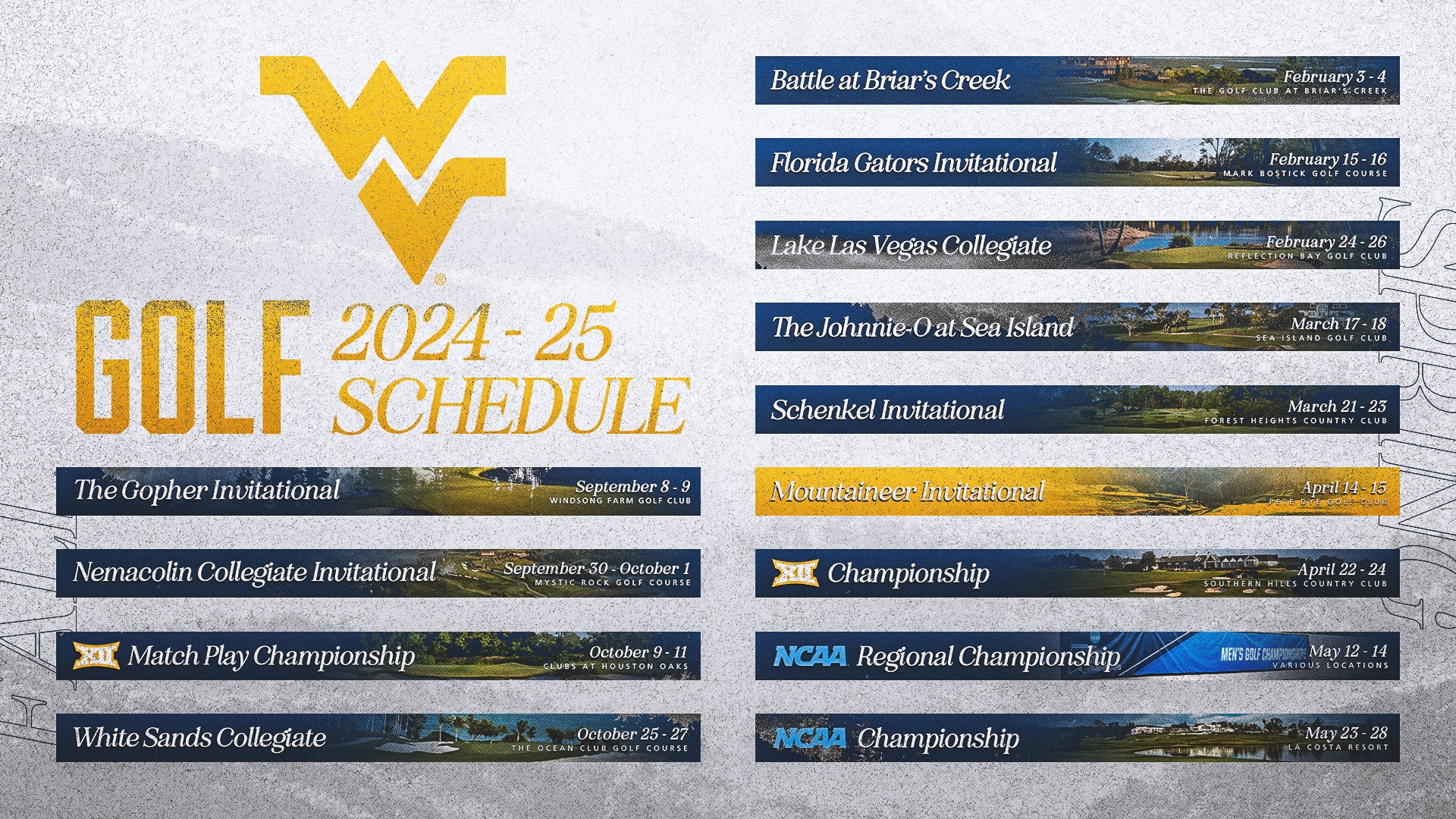 2024-25 Golf Schedule - West Virginia University Athletics