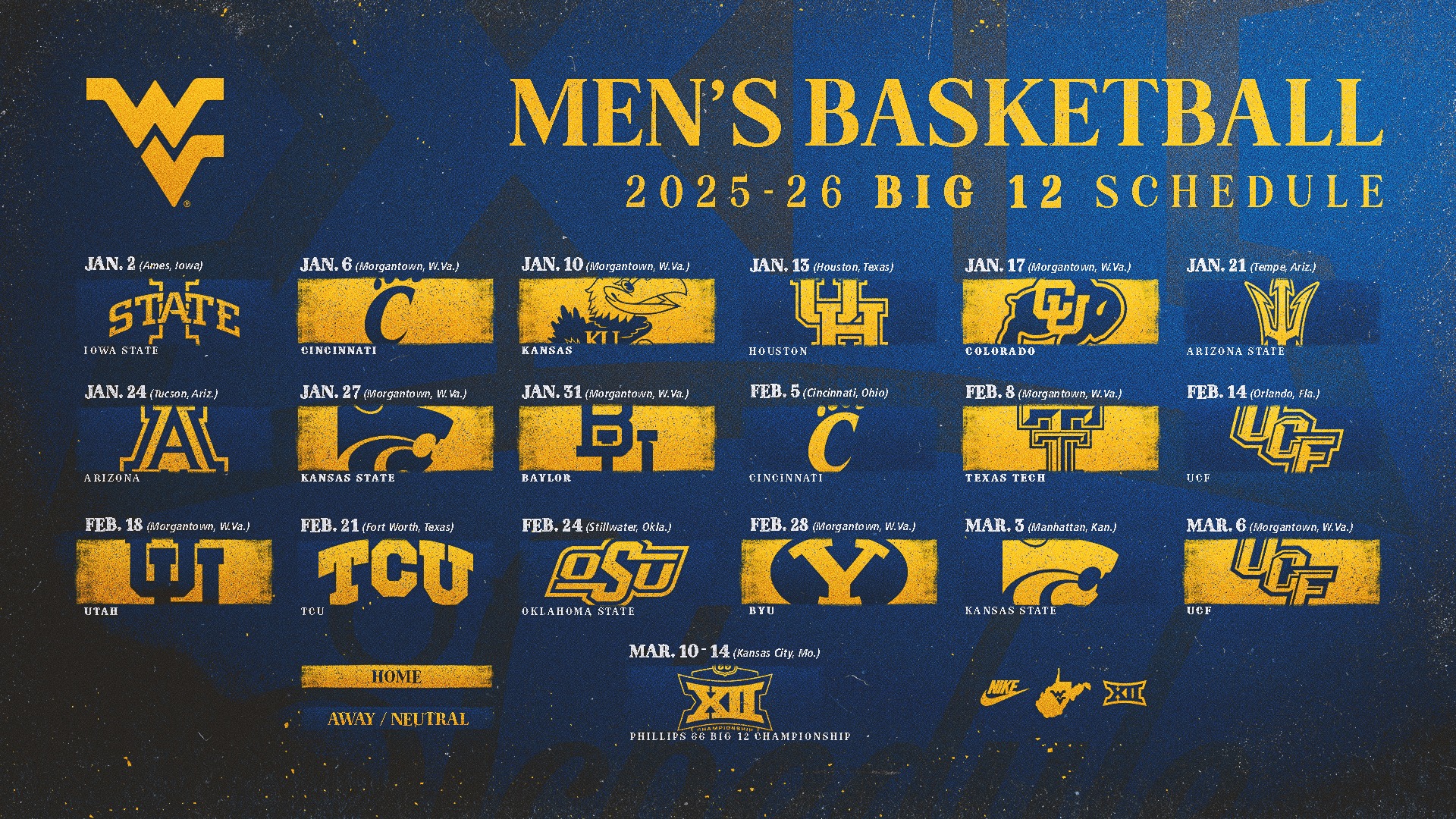 2025-26 WVU Men’s Basketball Nonconference Schedule - West Virginia ...