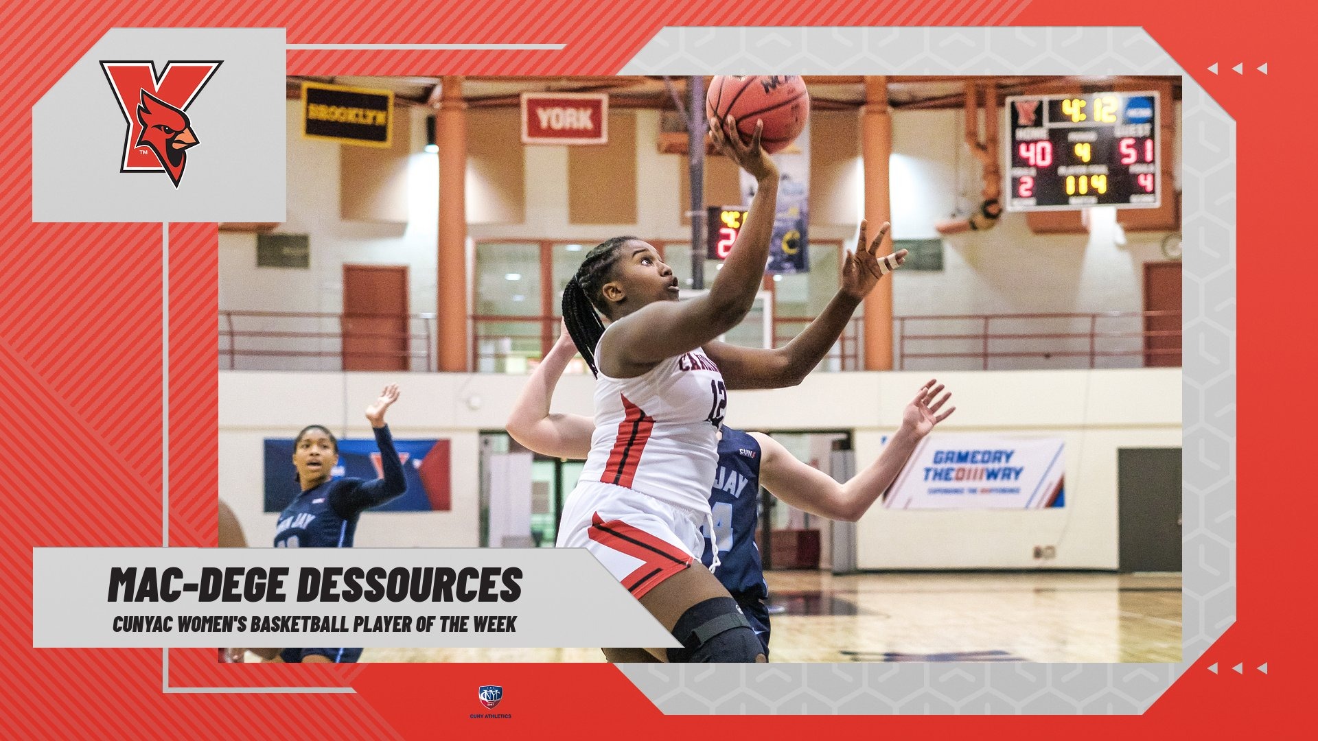 Dessources named CUNYAC Women’s Basketball Player of the Week - York College Athletics