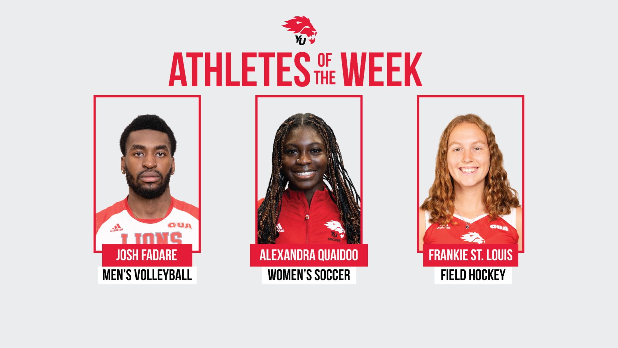 FADARE, QUAIDOO, ST. LOUIS NAMED YORK ATHLETES OF THE WEEK FOR PERIOD ...
