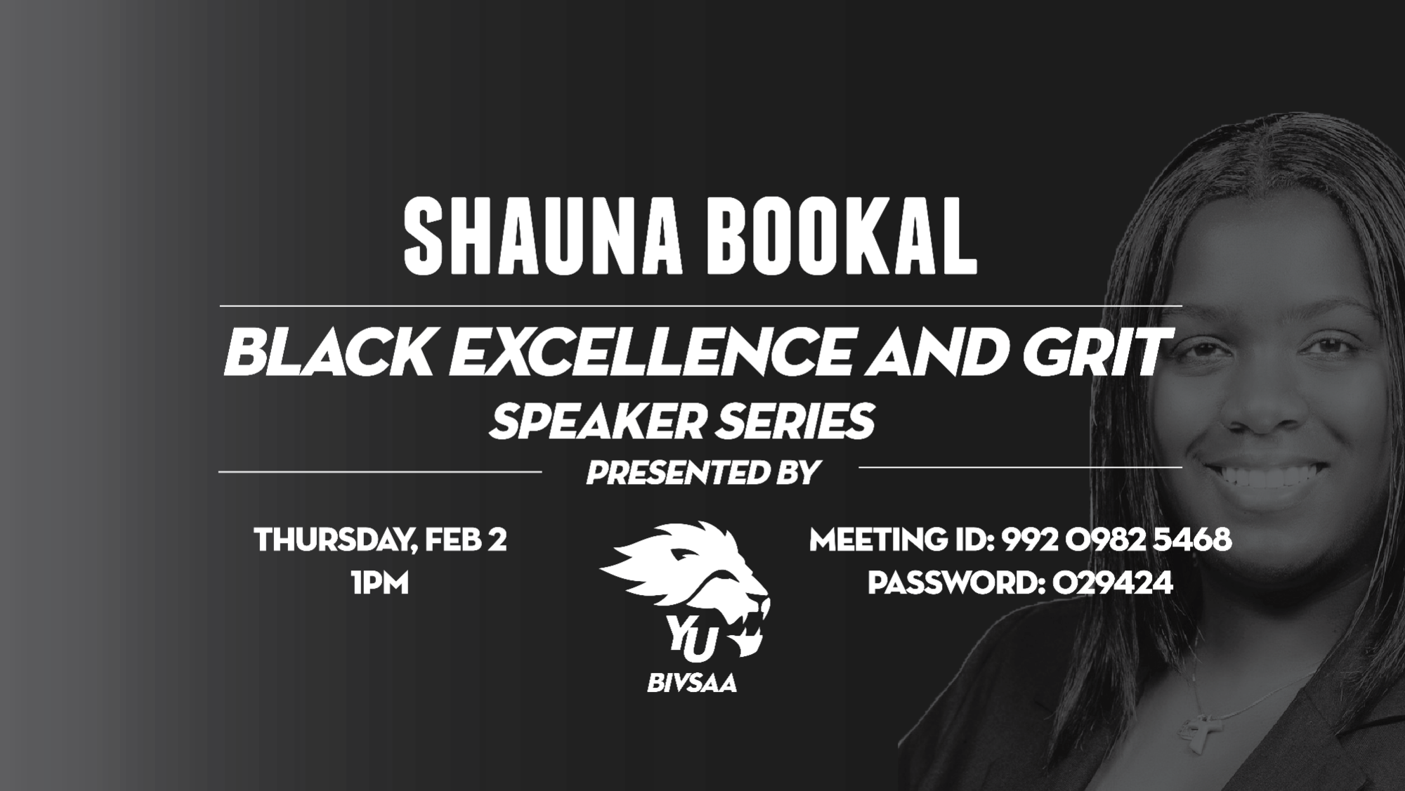 BLACK EXCELLENCE & GRIT SPEAKER SERIES - WITH SHAUNA BOOKAL - York ...
