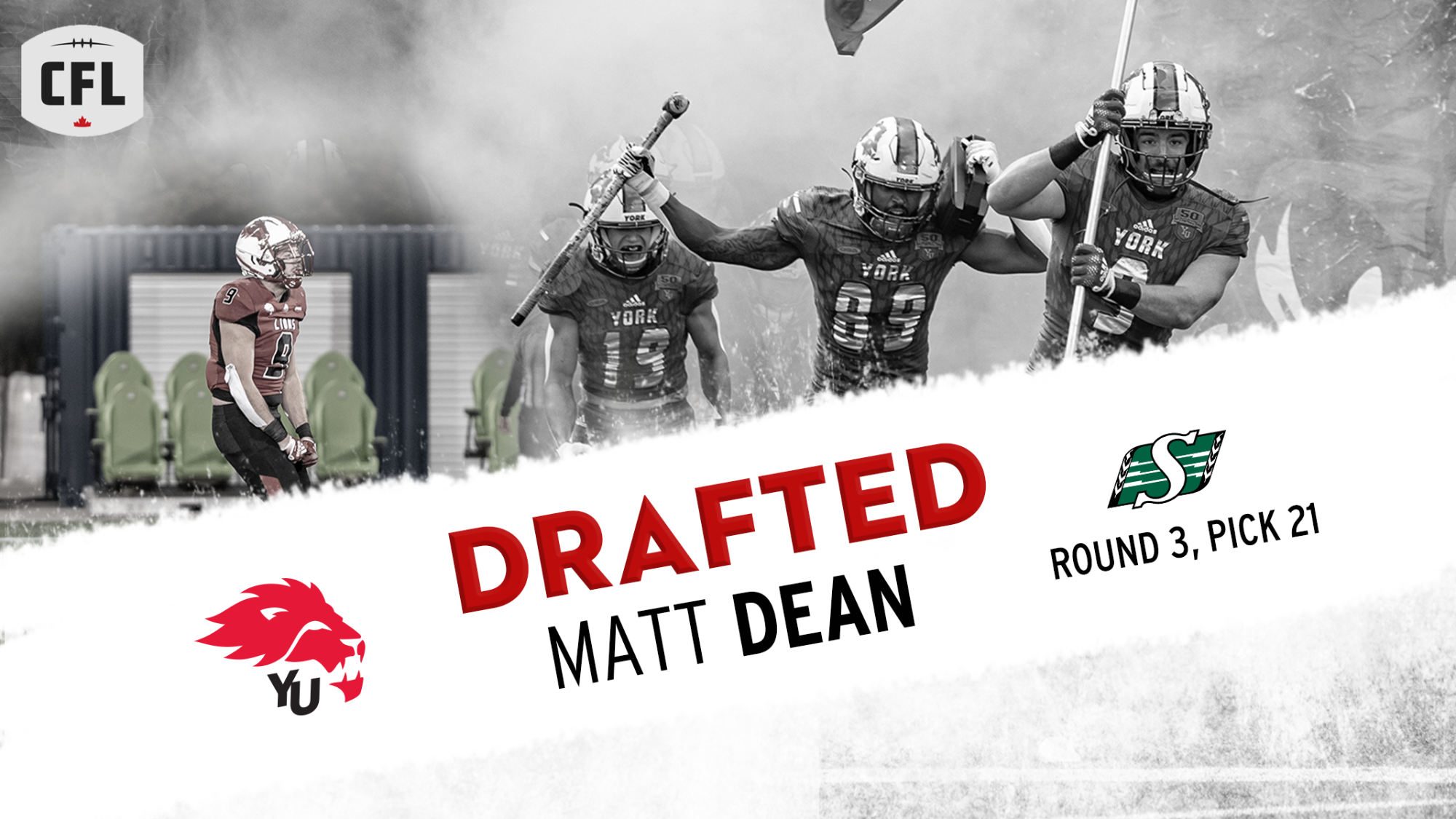 DEAN SELECTED BY SASKATCHEWAN IN 2023 CFL DRAFT - York University Athletics